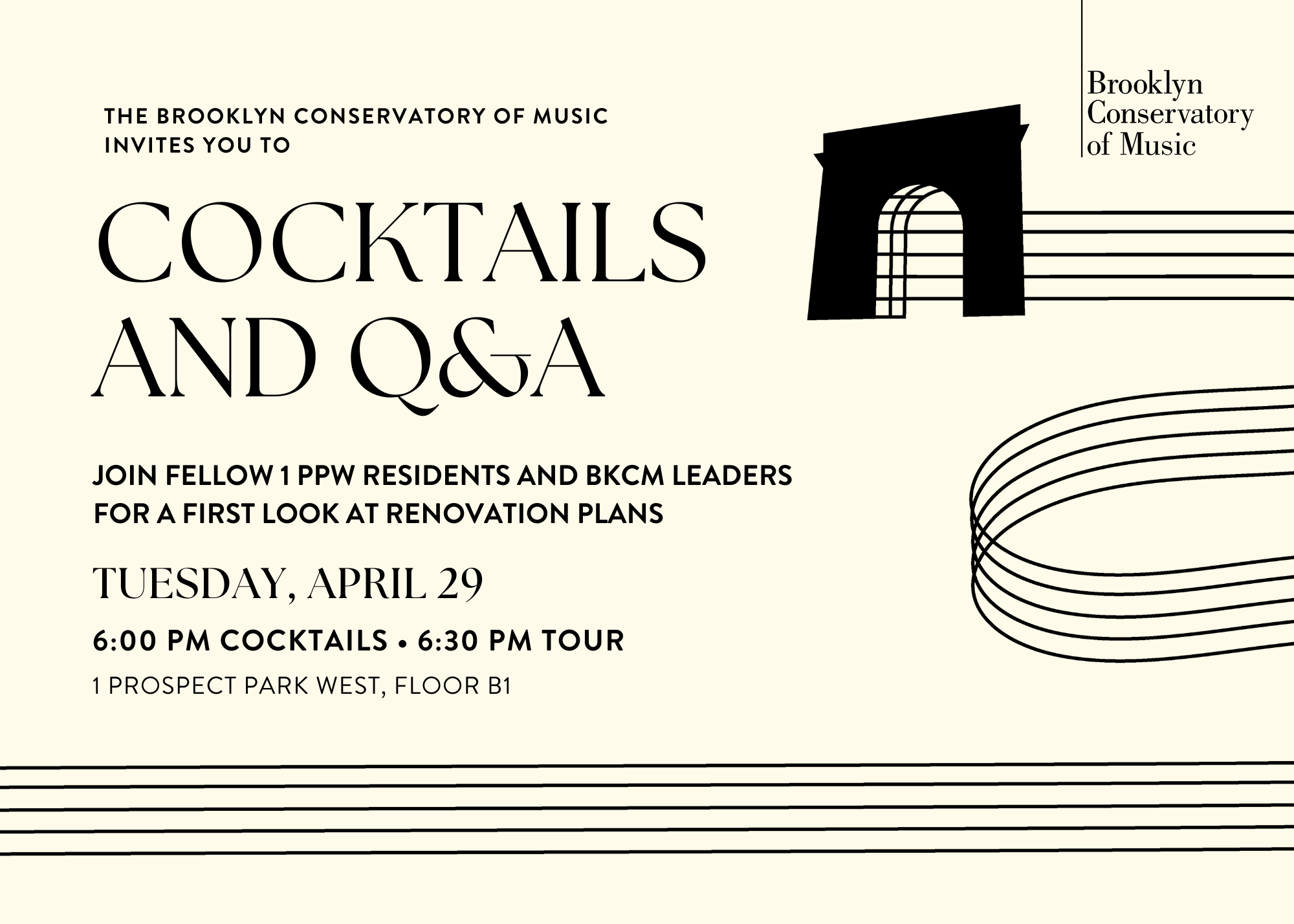 Cocktail Hour & Q&A for One Prospect Park West Residents - Brooklyn Conservatory of Music